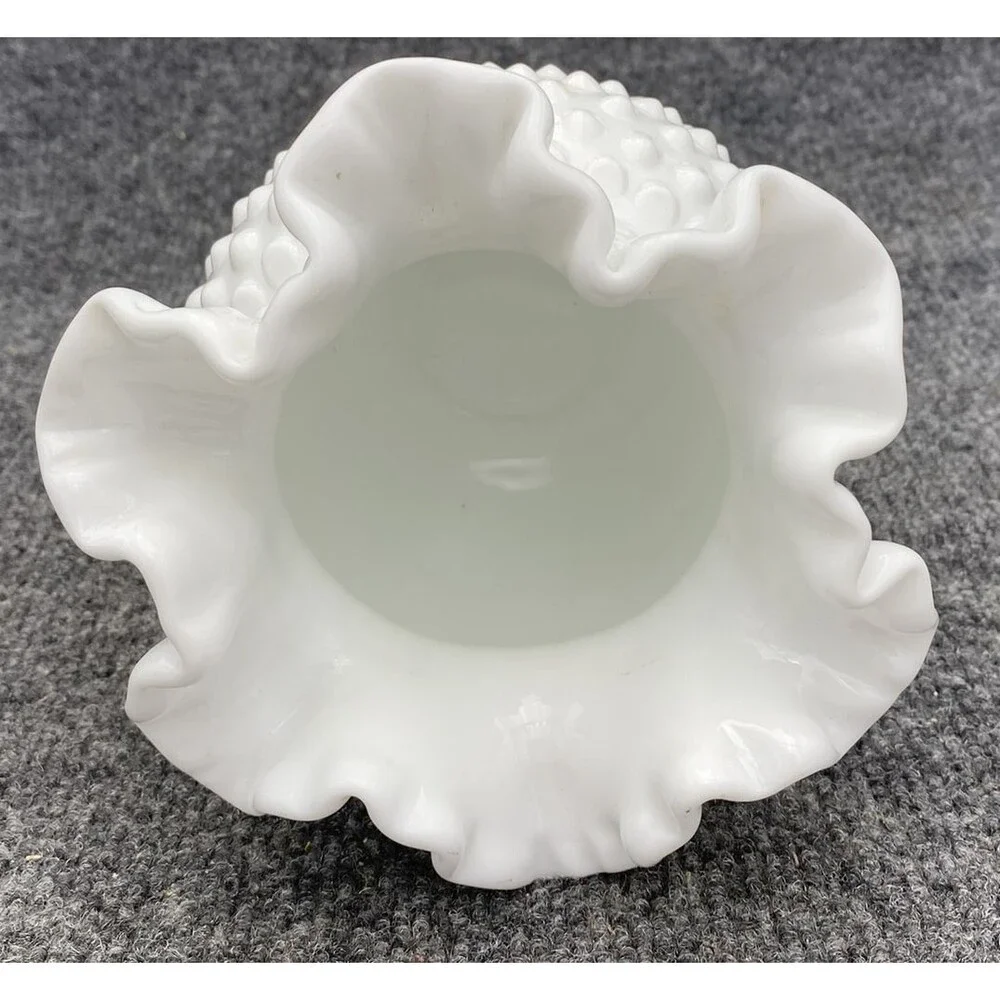 Fenton | Accents | Vintage Fenton White Milk Glass Hobnail Rose Bowl ...